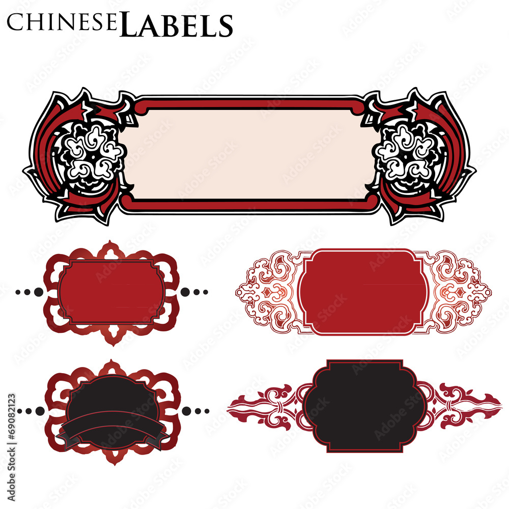 collection of vintage chinese labels design Stock-Vektorgrafik | Adobe ...