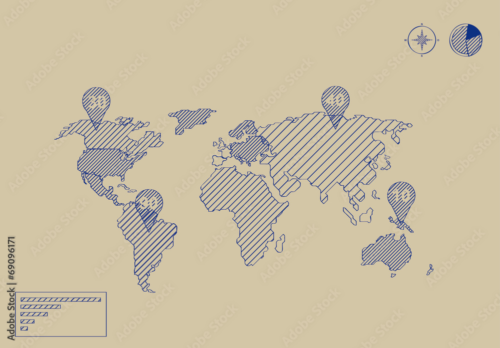 Infographic Scribble Worldmap Stock Vector | Adobe Stock