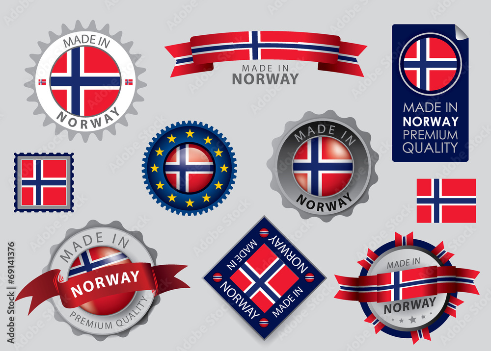 Made in Norway Seals, Norwegian Flag (Vector Art) Stock Vector | Adobe ...