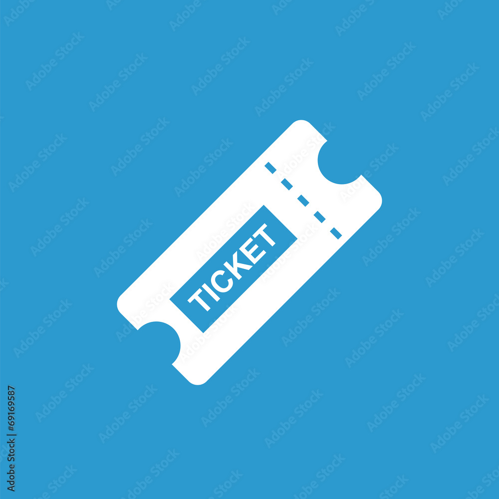 ticket icon, white on the blue background . Stock Vector | Adobe Stock