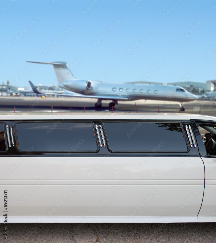 limousine and private jet Stock Photo | Adobe Stock