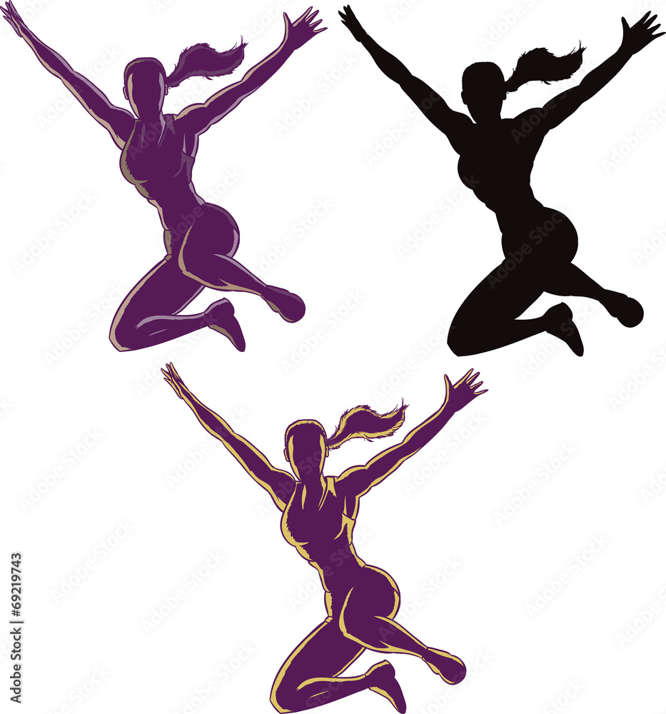 Jumping Outline girl Stock Vector | Adobe Stock