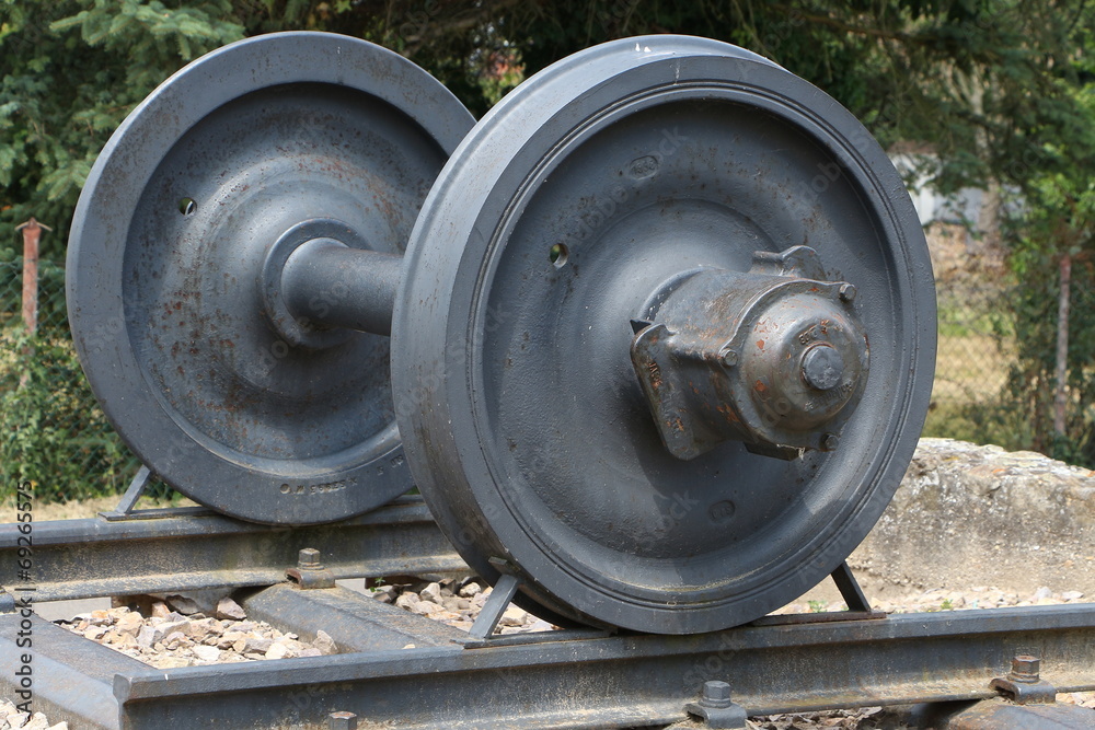 Radsatz für Eisenbahn, Lokomotive und Waggon Stock-Foto | Adobe Stock