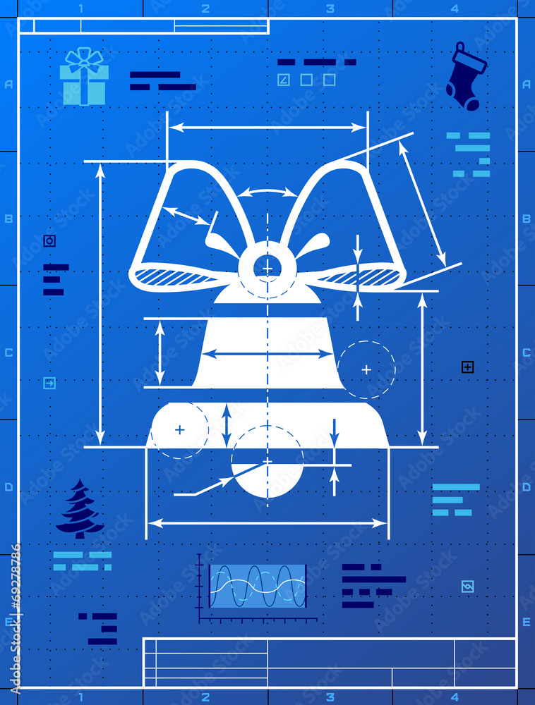 Bell symbol like blueprint drawing. Vector concept Stock Vector | Adobe ...