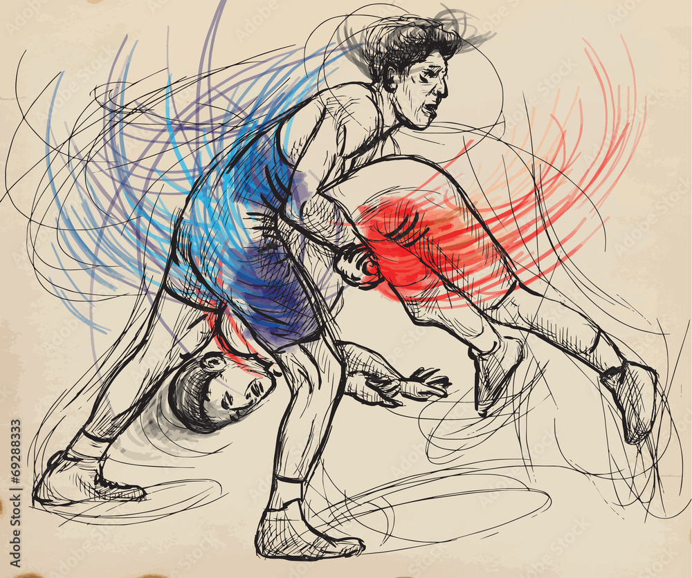 Greco-Roman Wrestling. An hand drawn vector illustration. Stock Vector ...