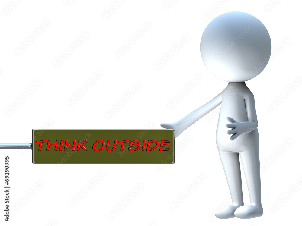 think outside word in announcement board Stock Photo | Adobe Stock