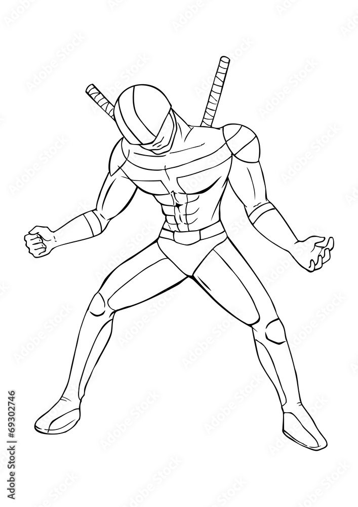 Outline illustration of a superhero Stock Vector | Adobe Stock