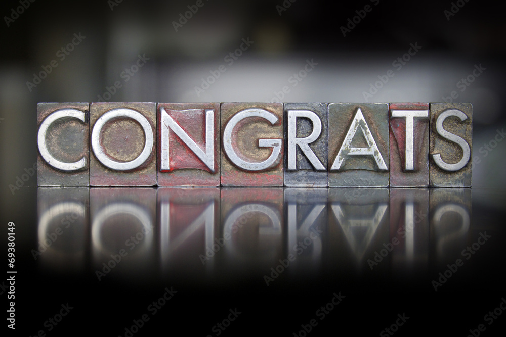 Congrats Letterpress Stock Photo | Adobe Stock