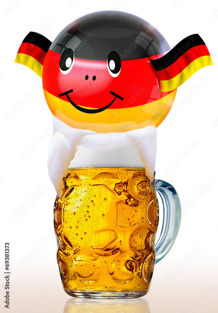 Deutsches Bier mit Smiley, freigestellt Stock-Illustration | Adobe Stock