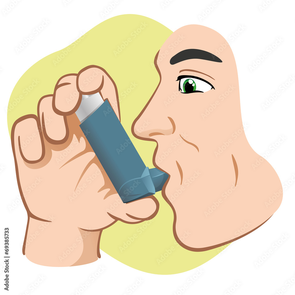 Person using inhaler for asthma and shortness and ar 3 Stock Vector ...