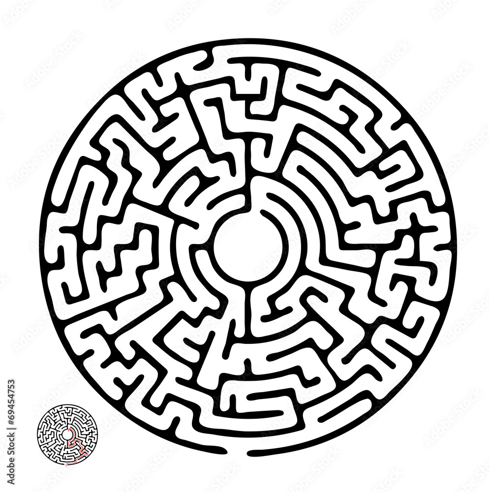 Black vector round maze Stock Vector | Adobe Stock
