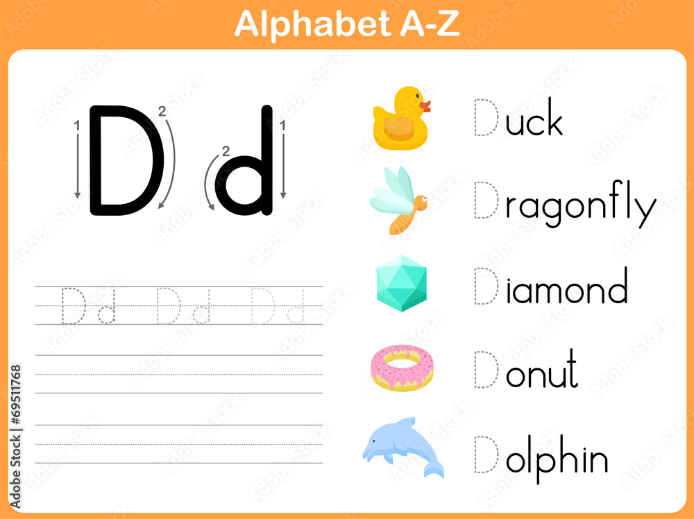 Alphabet Tracing Worksheet: Writing A-Z Stock Vector | Adobe Stock