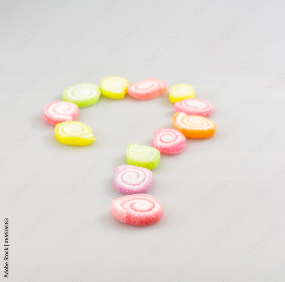 colorful sweet fruit jelly candy and question mark Stock Photo | Adobe ...