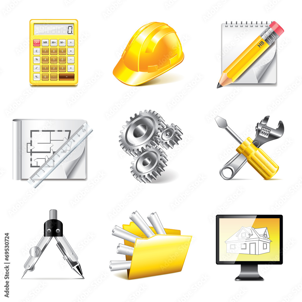 Engineering icons photo-realistic vector set Stock Vector | Adobe Stock