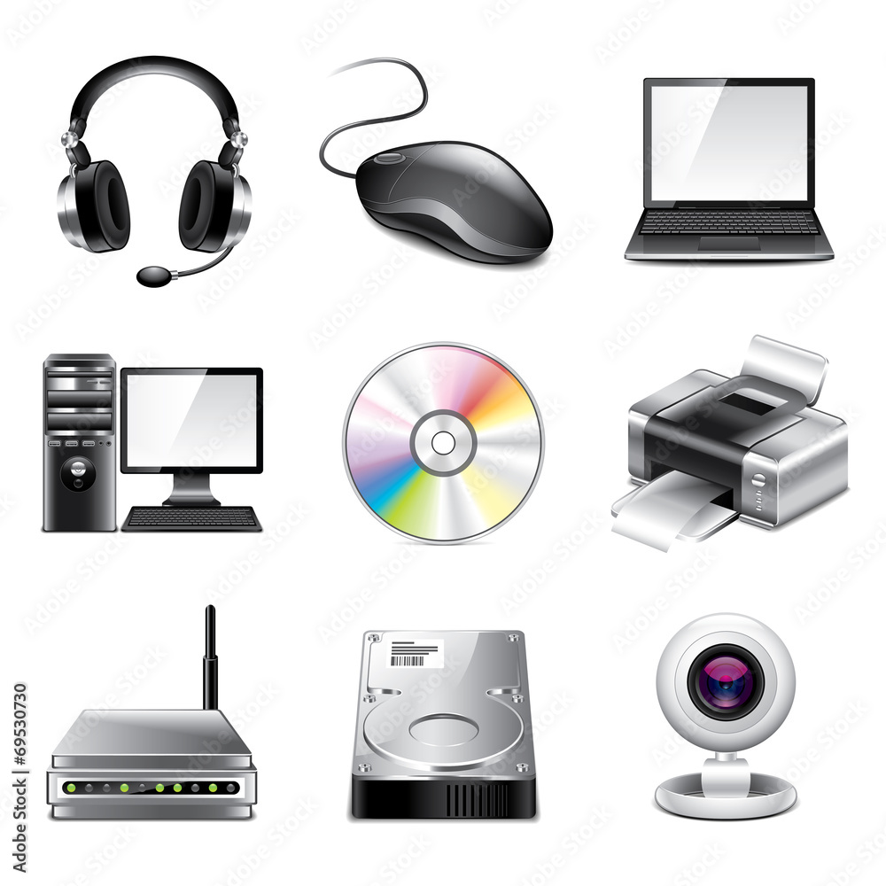 Computer icons photo-realistic vector set Stock Vector | Adobe Stock