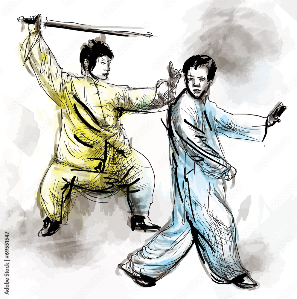 Taiji (Tai Chi). An hand drawn illustration converted into vecto Stock ...