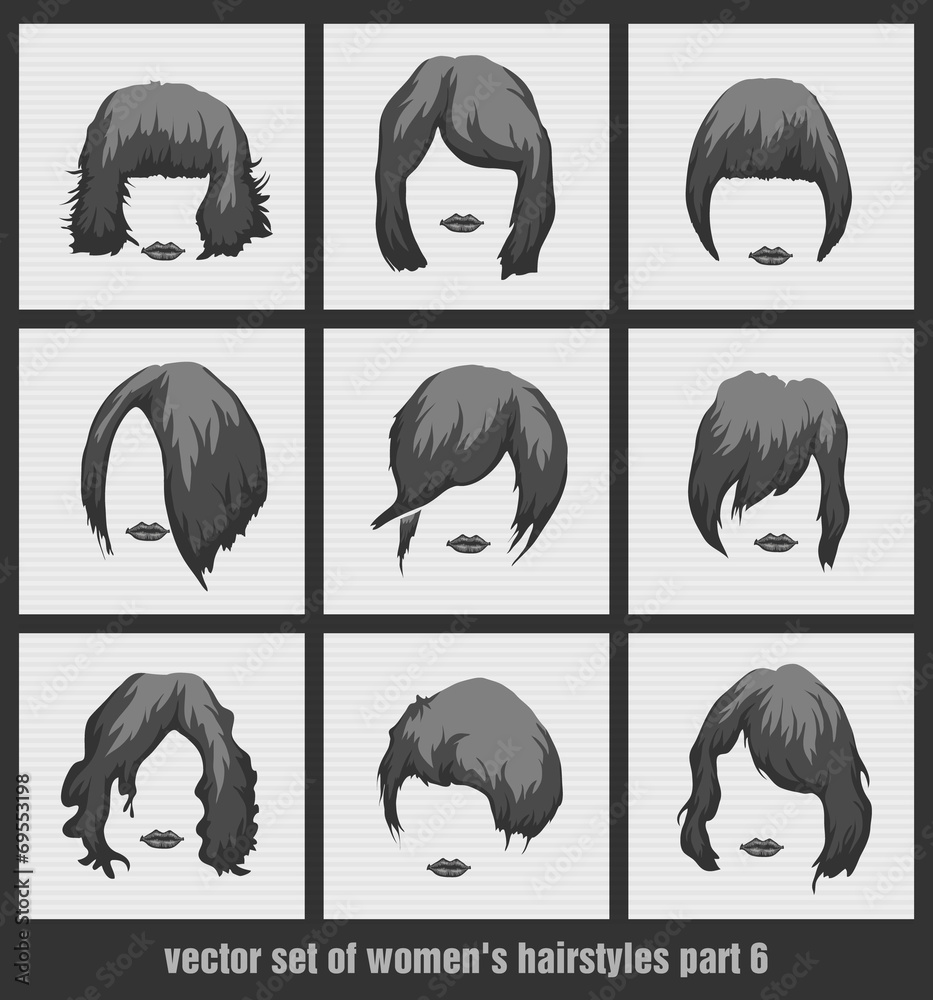 vector set of women's hairstyles Stock Vector | Adobe Stock