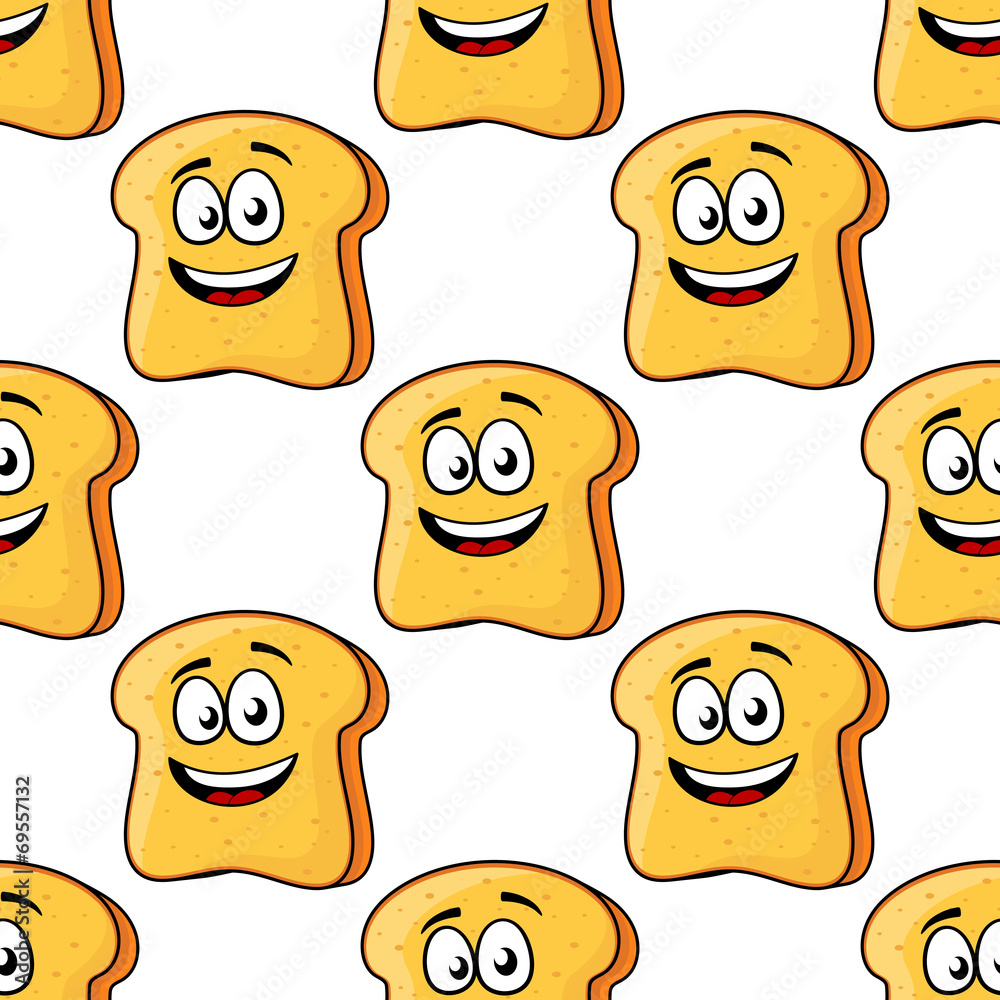 Seamless pattern of cartoon bread toast slices Stock Vector | Adobe Stock