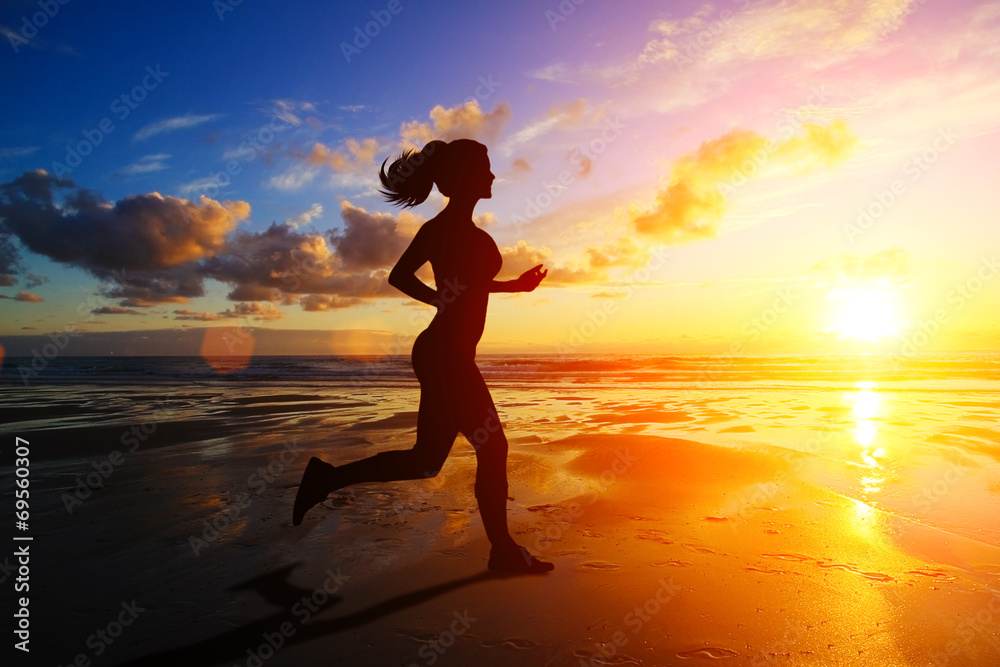 Woman Running Sunset
