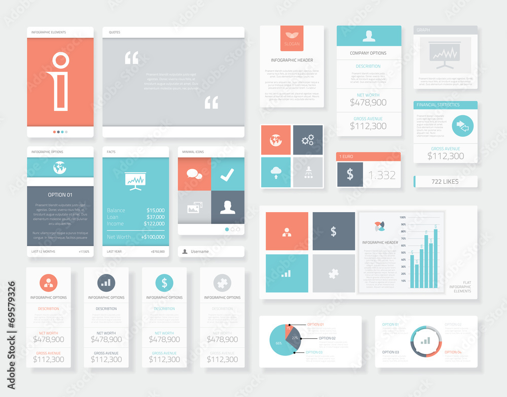 Clean and fresh user interface (ui) infographics vector elements Stock ...