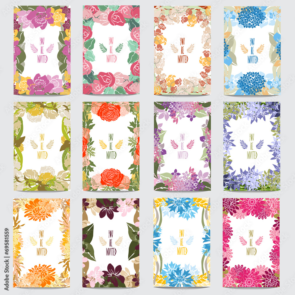 floral cards set Stock Vector | Adobe Stock