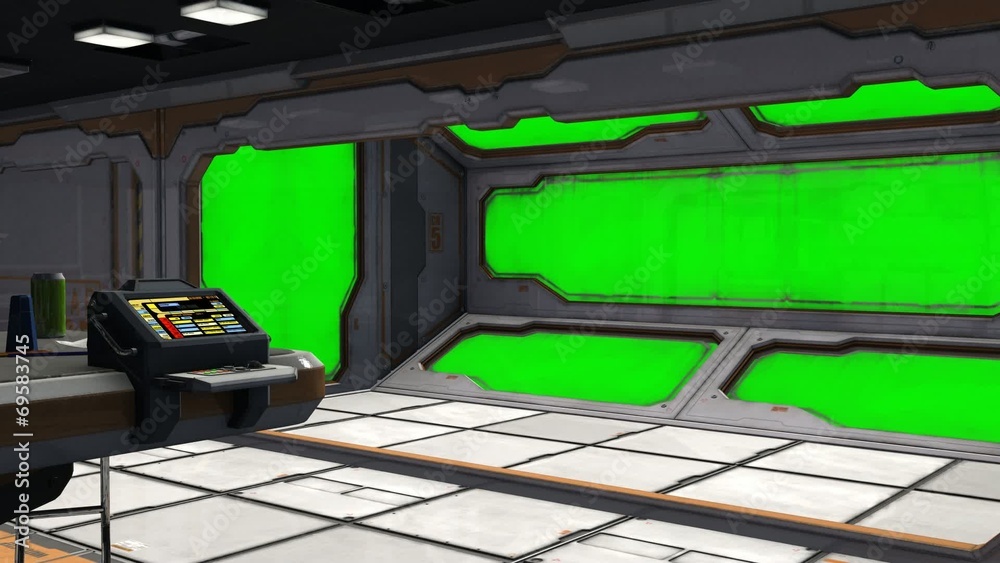 Scifi Spaceship Room - Video Background - Green Screen Stock Video ...
