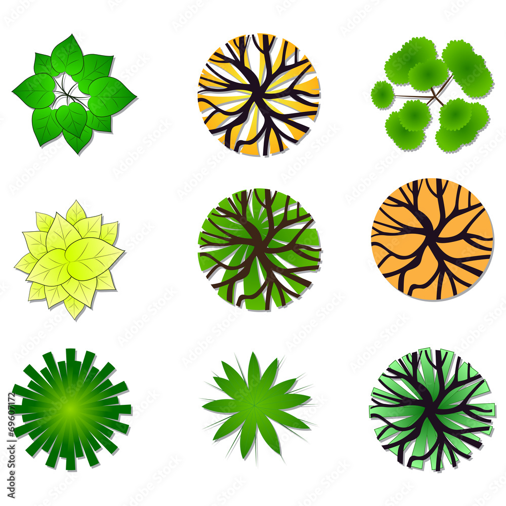Trees, plant , flower top view for garden landscape design Stock Vector ...