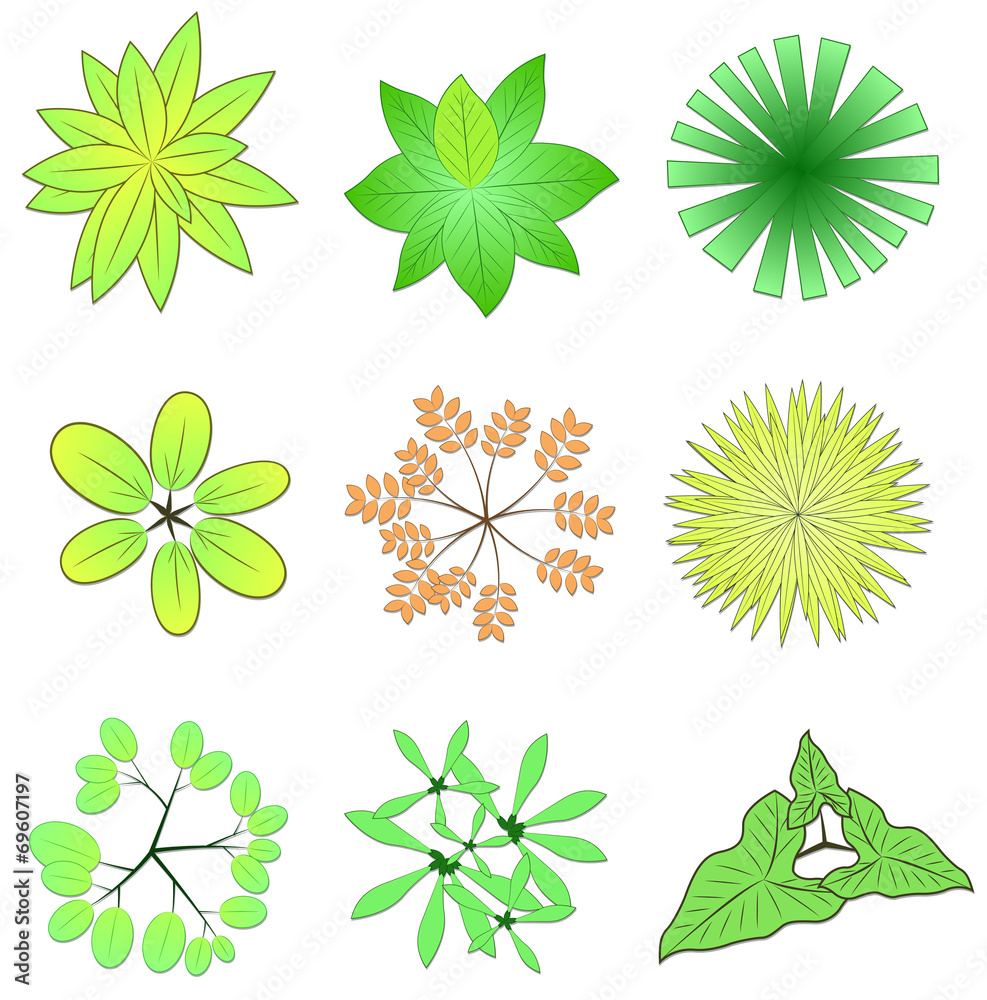 Trees, plant , flower top view for garden landscape design Stock Vector ...