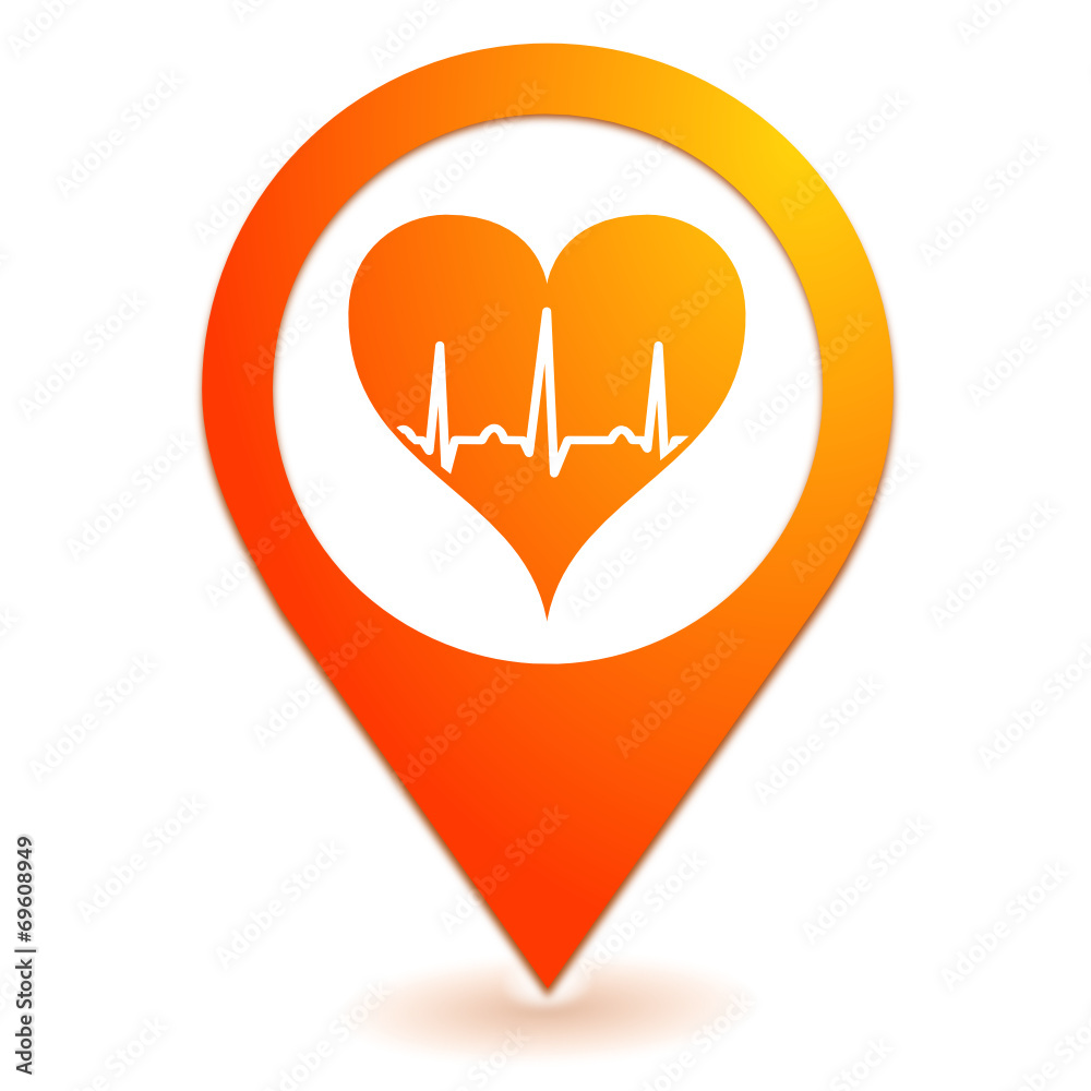 rythme cardiaque sur symbole localisation orange Stock Vector | Adobe Stock