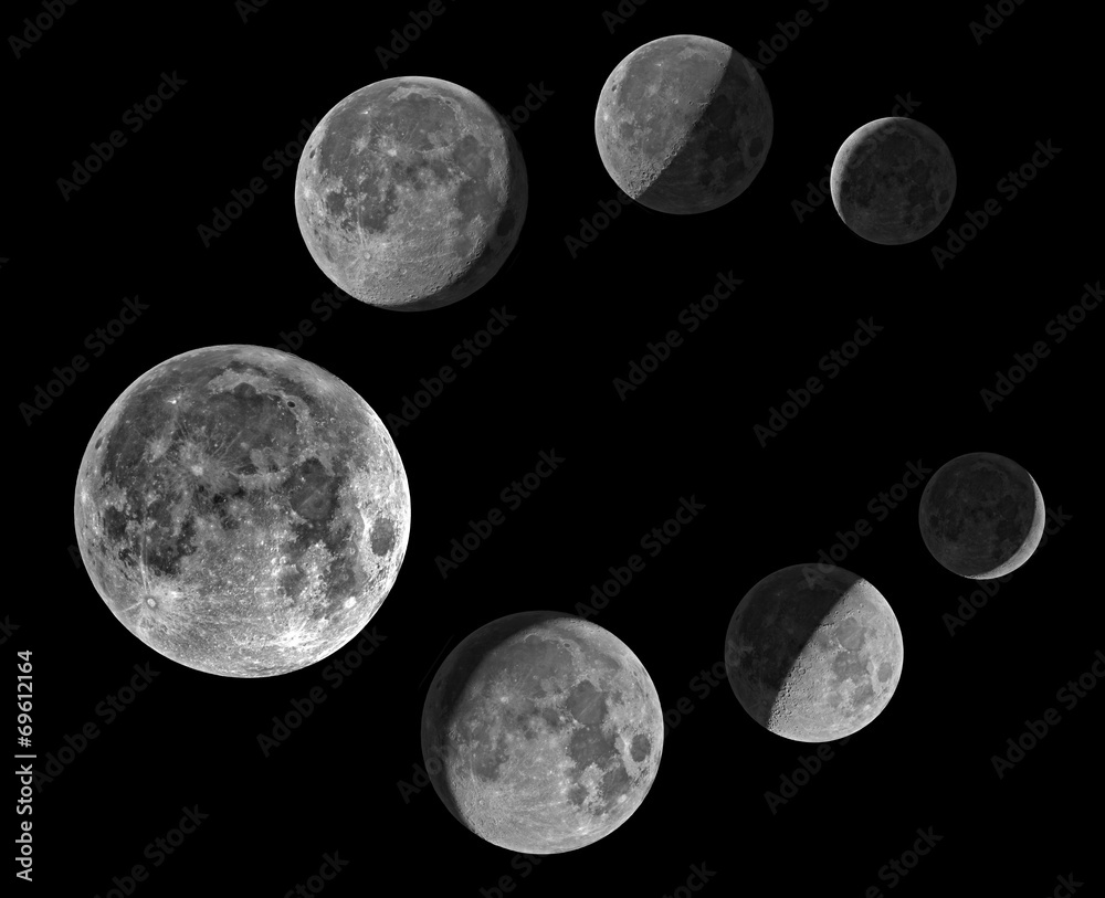 Phases of the Moon through one month. Stock Photo | Adobe Stock