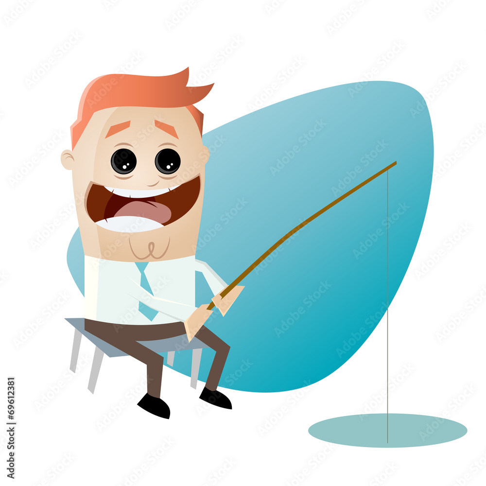 angeln fischen cartoon mann business Stock Vector | Adobe Stock