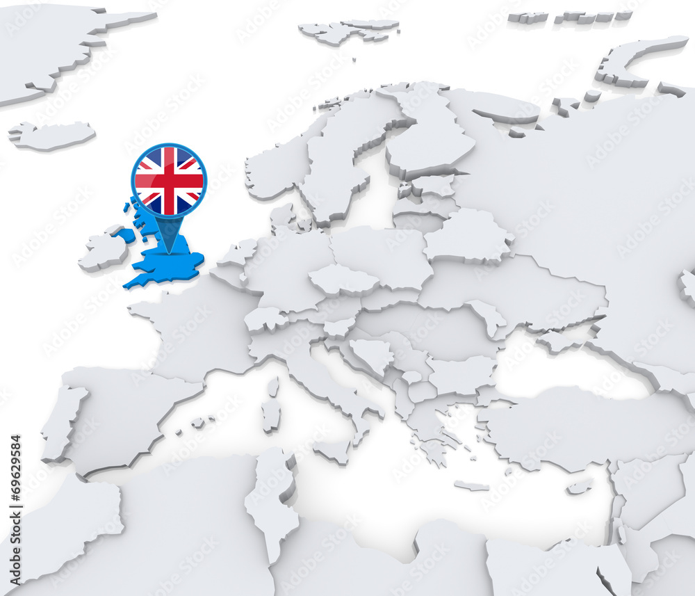 United Kingdom on a map of Europe Stock Illustration | Adobe Stock