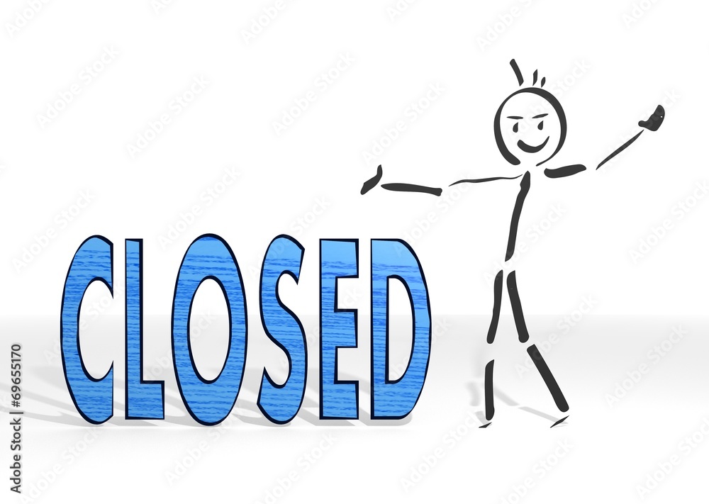stick man presents closed sign Stock Illustration | Adobe Stock