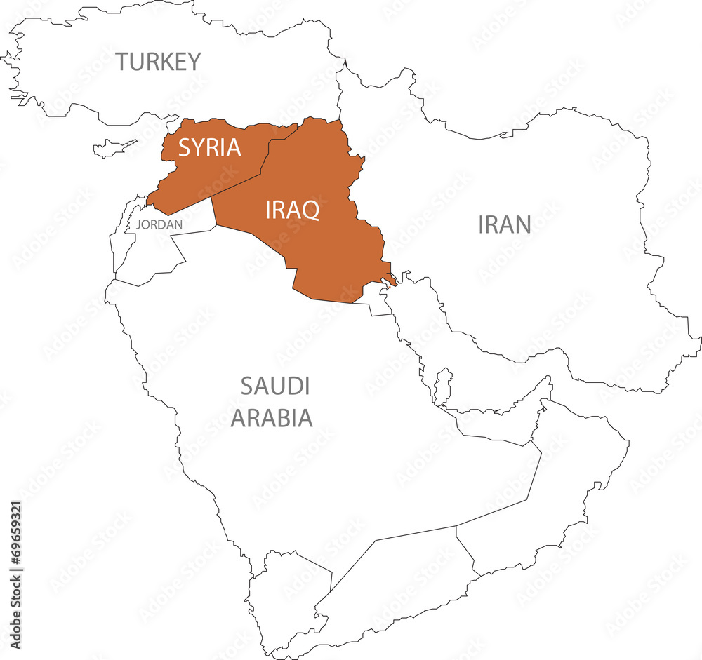 Syria Iraq vectorial map - mappa siria iraq Stock Vector | Adobe Stock