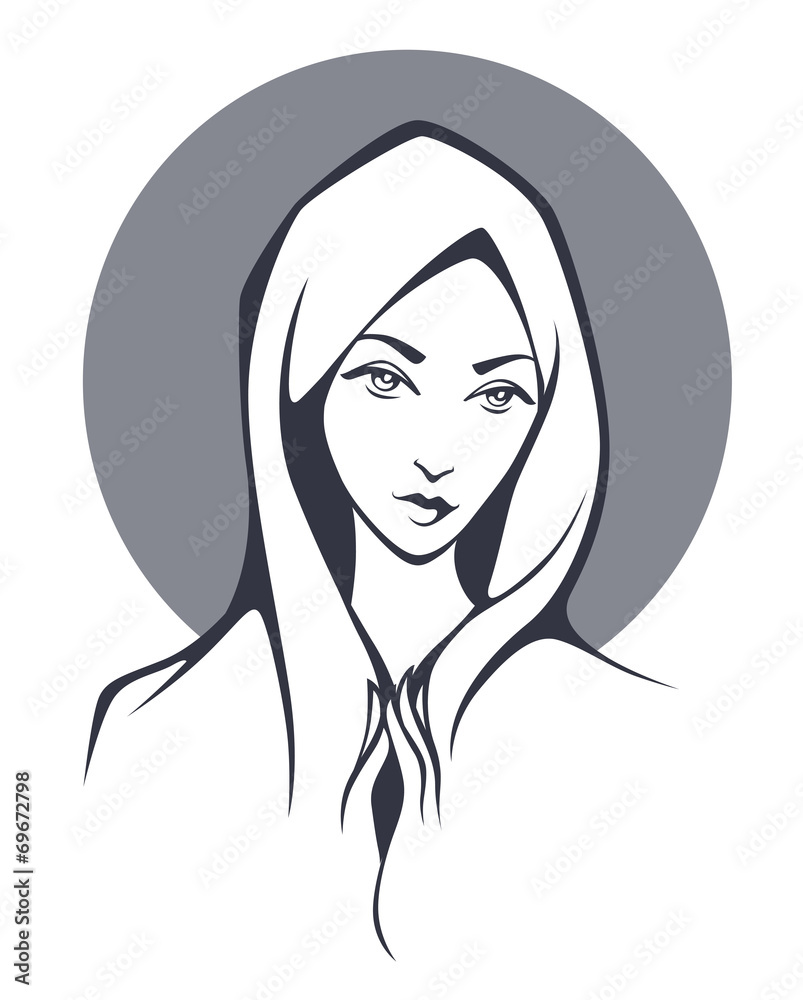 vector portrait of Virgin Mary Stock Vector | Adobe Stock