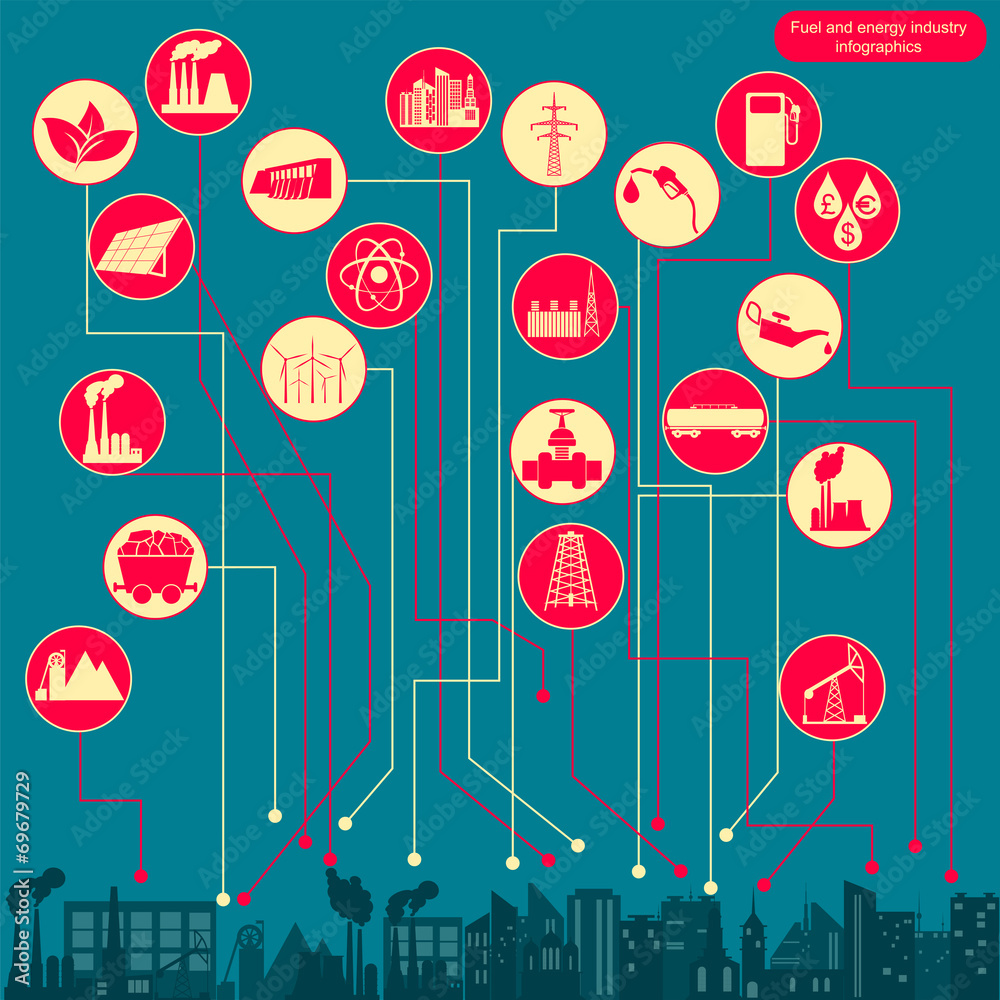 Fuel and energy industry infographic, set elements for creating Stock ...