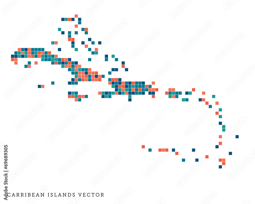 Pixel art outline of the Caribbean Islands Stock Vector | Adobe Stock