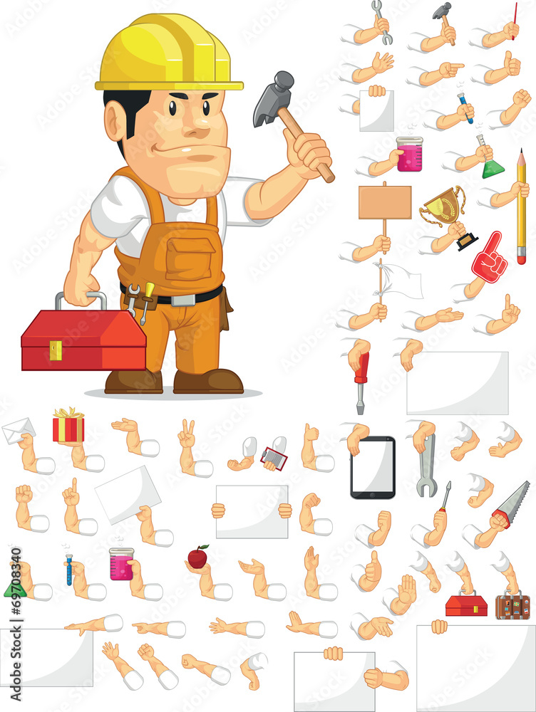 Strong Construction Worker Cartoon