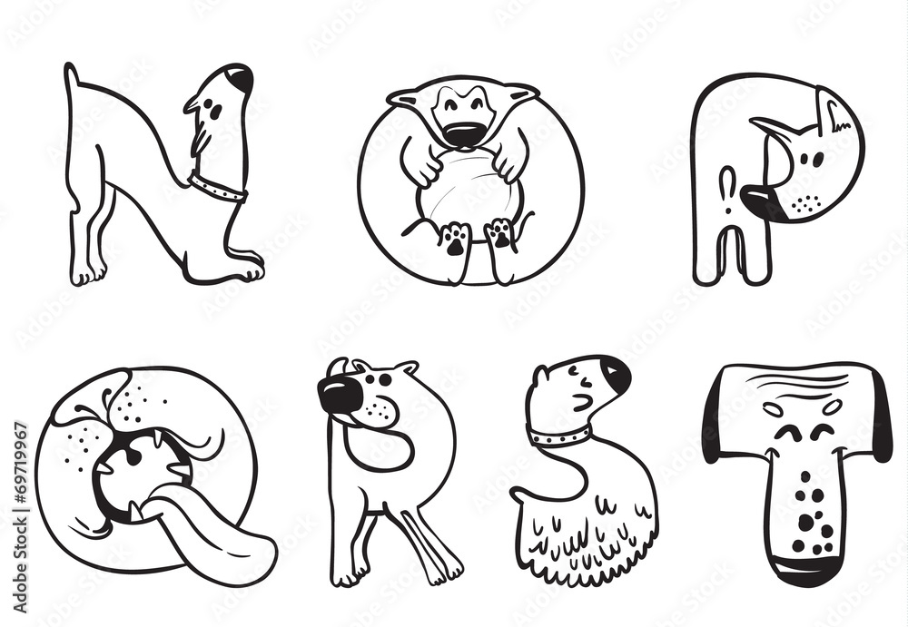 dogs alphabet Stock Vector | Adobe Stock