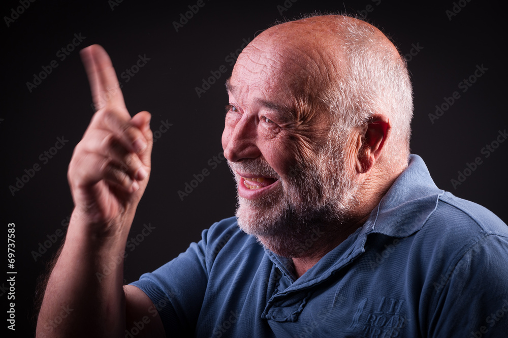 old man waving his hand Stock Photo | Adobe Stock