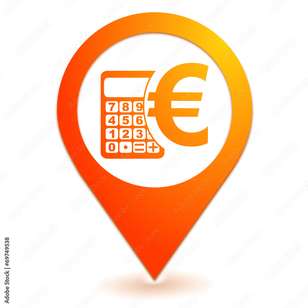 Vecteur Stock calculatrice budget sur symbole localisation orange ...