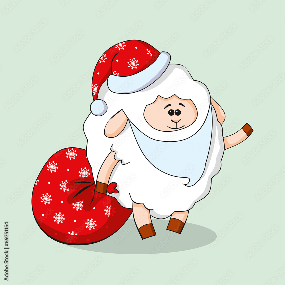 sheep in the role of Santa Stock Vector | Adobe Stock
