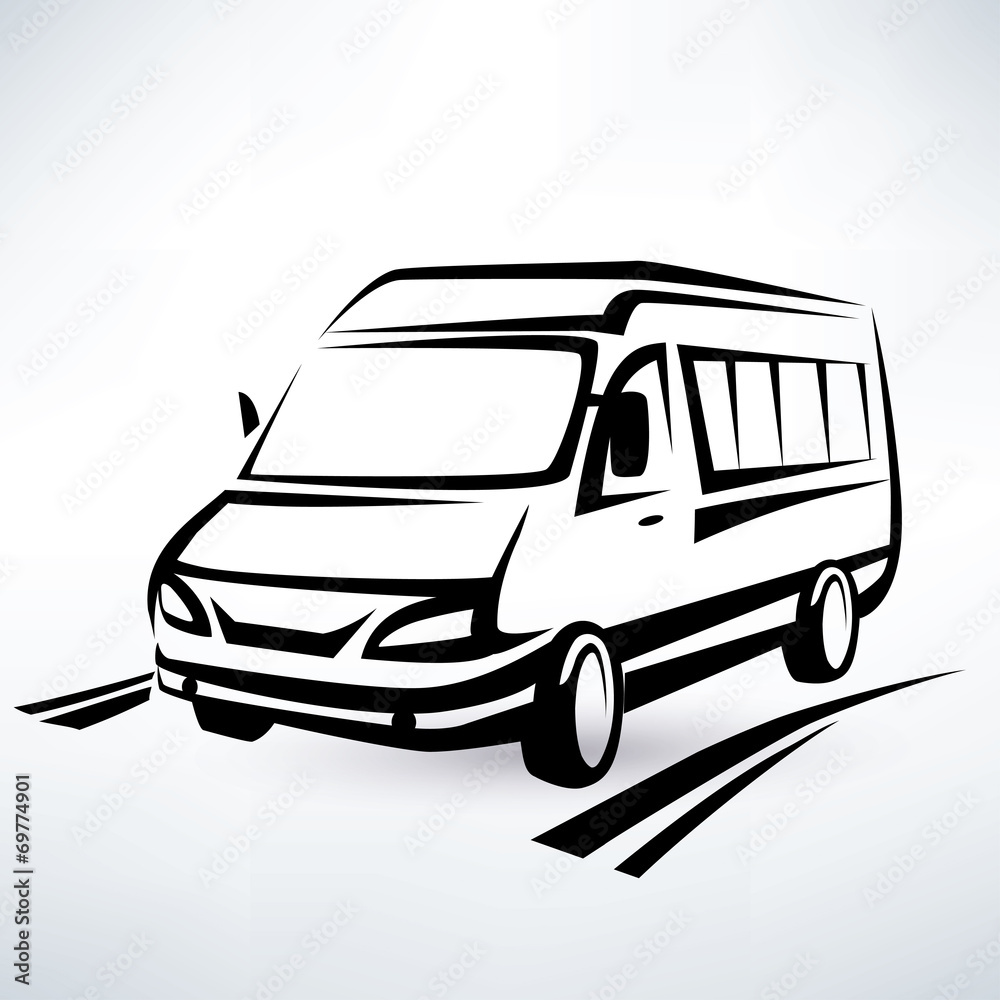 Vetor de mini van outlined sketch, isolated vector symbol do Stock ...