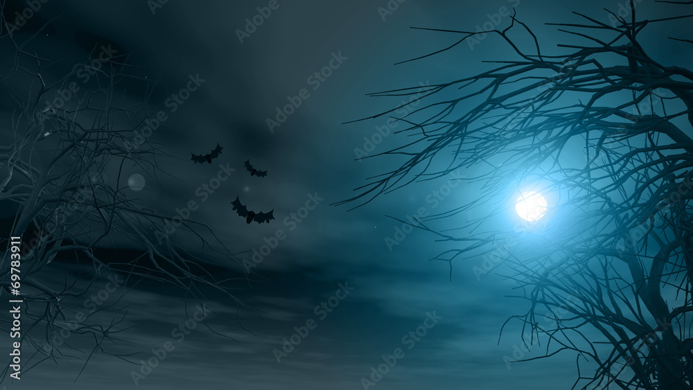 Halloween background with spooky trees Stock Illustration | Adobe Stock