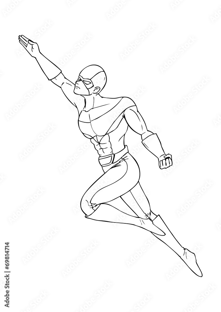 Flying Superhero Outline