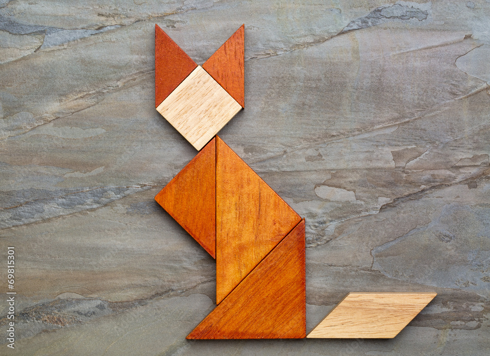 cat figure - tangram abstract Stock Photo | Adobe Stock