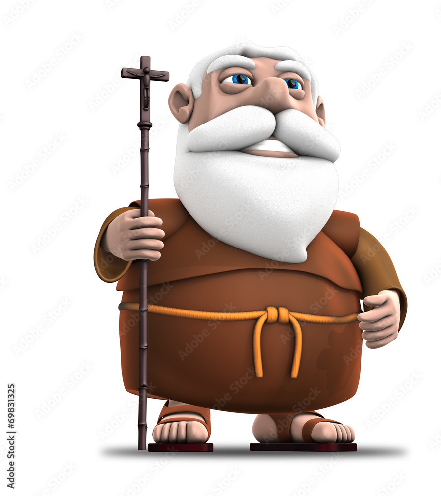 Illustrazione Stock Frate con bastone e croce | Adobe Stock