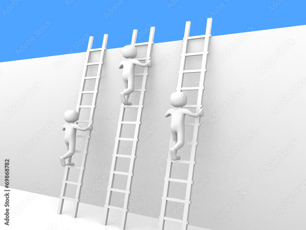3d people - man climbing ladders Stock Illustration | Adobe Stock