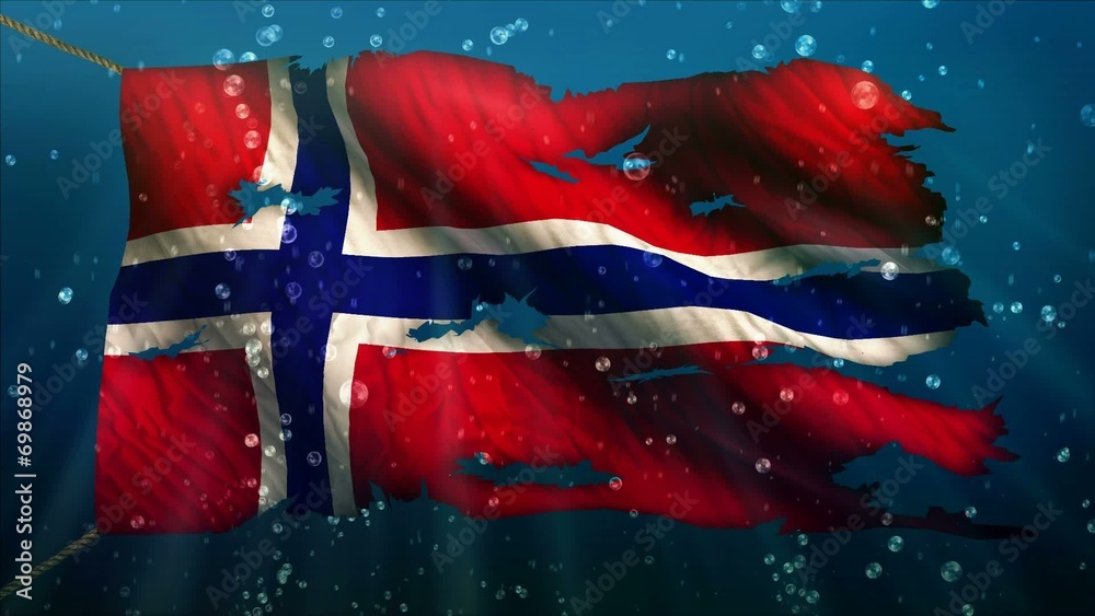 Norway Under Water Sea Torn Flag Loop Animation Stock Video | Adobe Stock