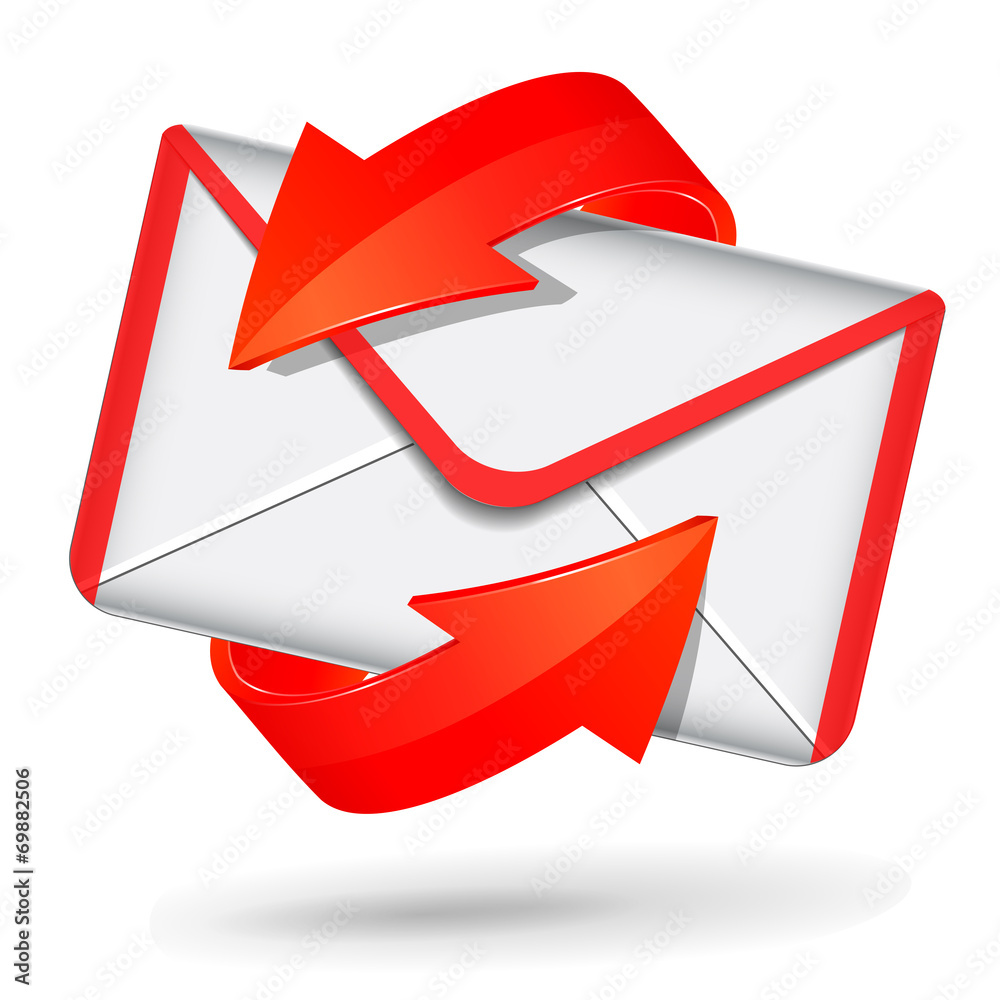 Vector red and white mail icon Stock Vector | Adobe Stock